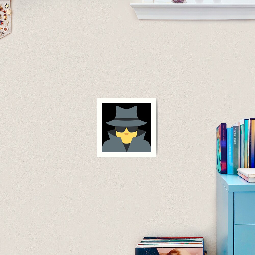 "Mystery man emoji" Art Print for Sale by ScrappyDesigns | Redbubble