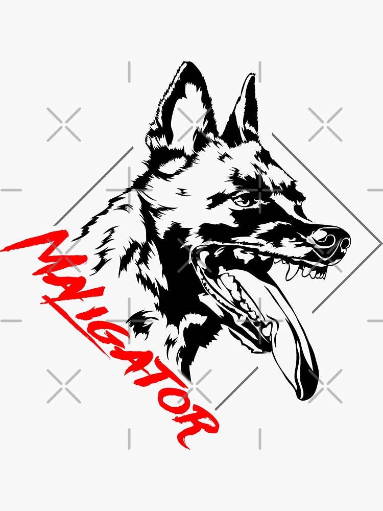 "Maligator Belgian Malinois portrait" Sticker by dogarts | Redbubble