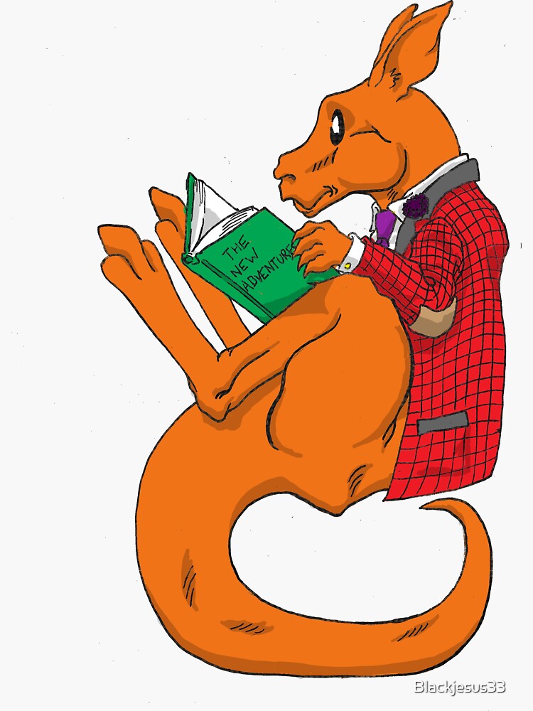 "Reading Roo" Sticker by Blackjesus33 | Redbubble