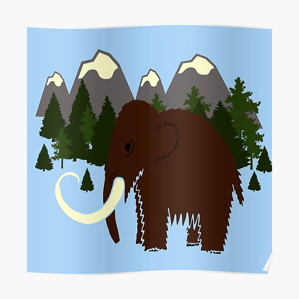 Póster «Mamut lanudo - MouNtains, árboles, árbol de hoja perenne ...