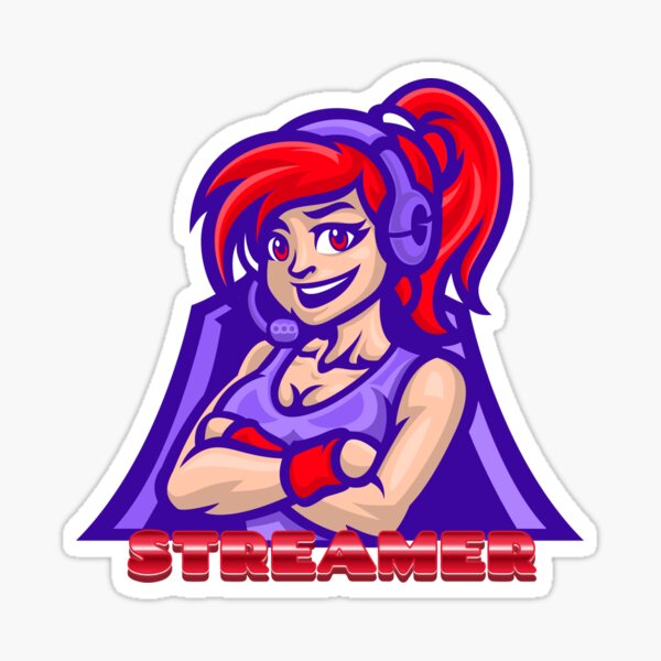 "Gaming headphones Streamer girl streaming women logo character team ...