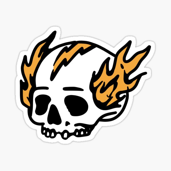 Flaming Skull Stickers | Redbubble