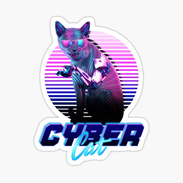 "Cybercat Pet Cyborg cat cyberstyle 2077 Video game" Sticker for Sale ...