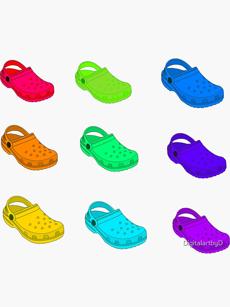 "Rainbow Croc Shoes Sticker Pack" Sticker by DigitalartbyD | Redbubble