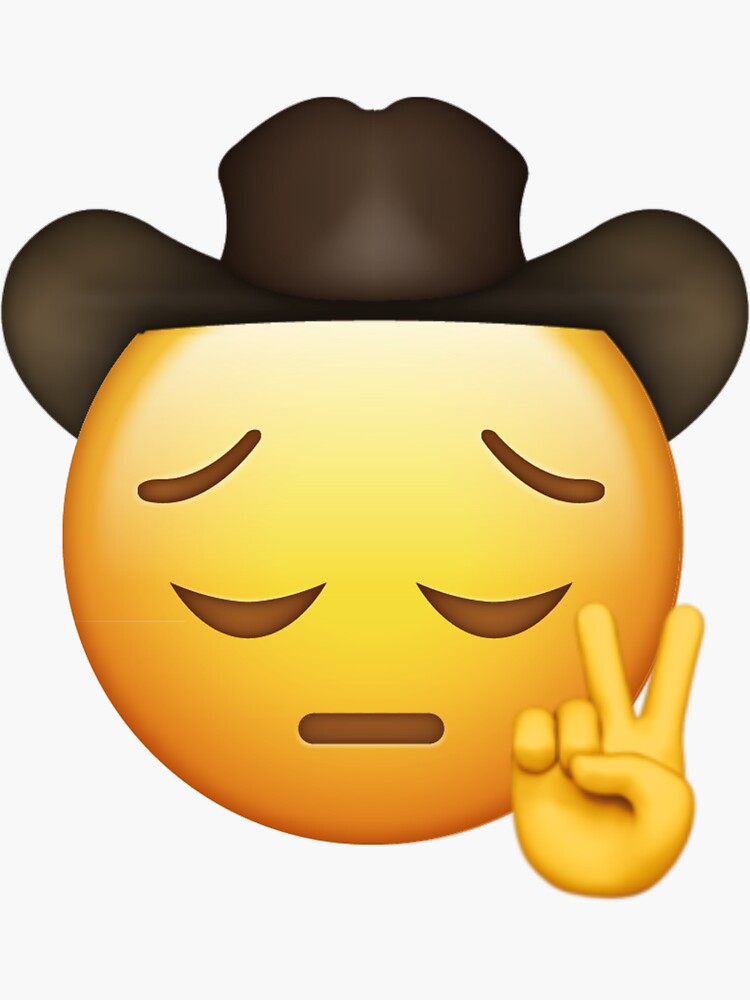 "sad cowboy emoji" Sticker by lilliegabrielle | Redbubble