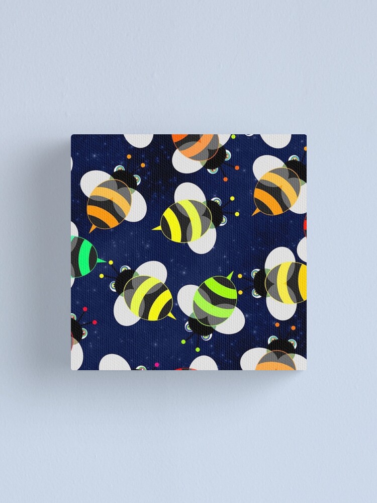 " Bee safe! Bee happy! Bumble bees colourful cartoon" Canvas Print for ...