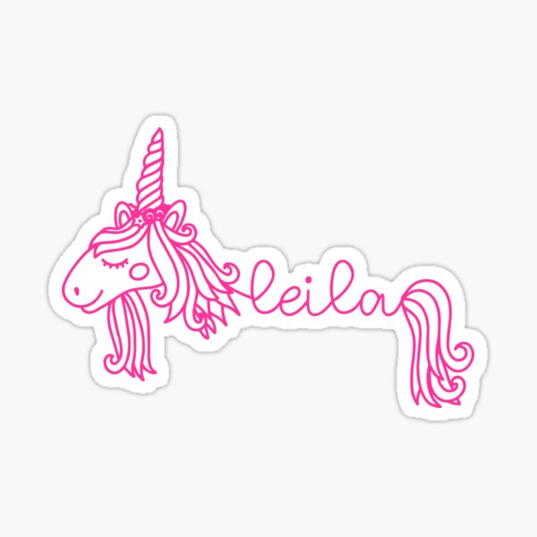 "Leila Pink Unicorn Personalized Girl Name" Sticker for Sale by ...
