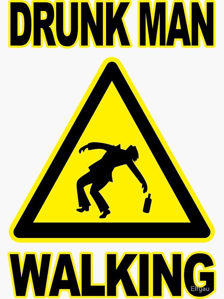 "Drunk Man Walking" Sticker for Sale by Elfyau | Redbubble