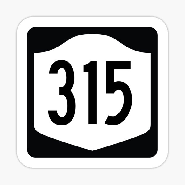 "New York State Route 315 (Area Code 315)" Sticker for Sale by SRnAC ...