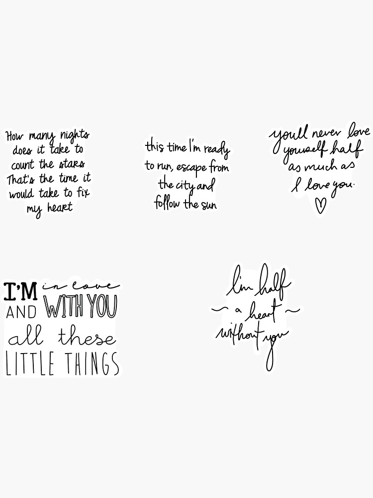 "One direction lyrics sticker pack" Sticker for Sale by Alycialackey ...