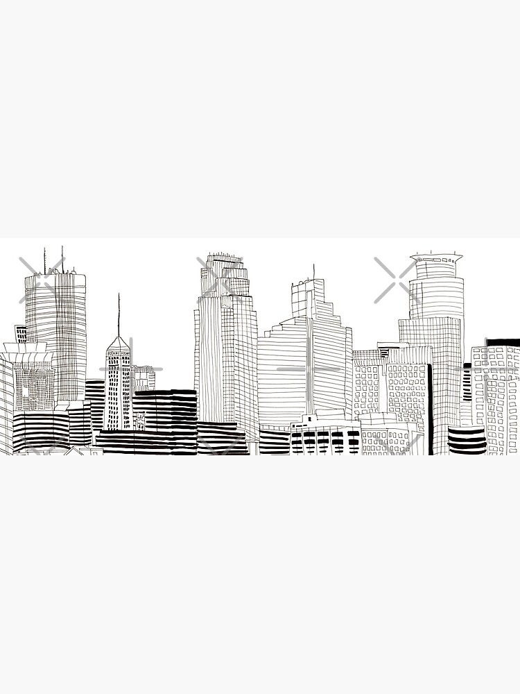 "Minneapolis Skyline Line Drawing" Poster for Sale by watercolornikki ...