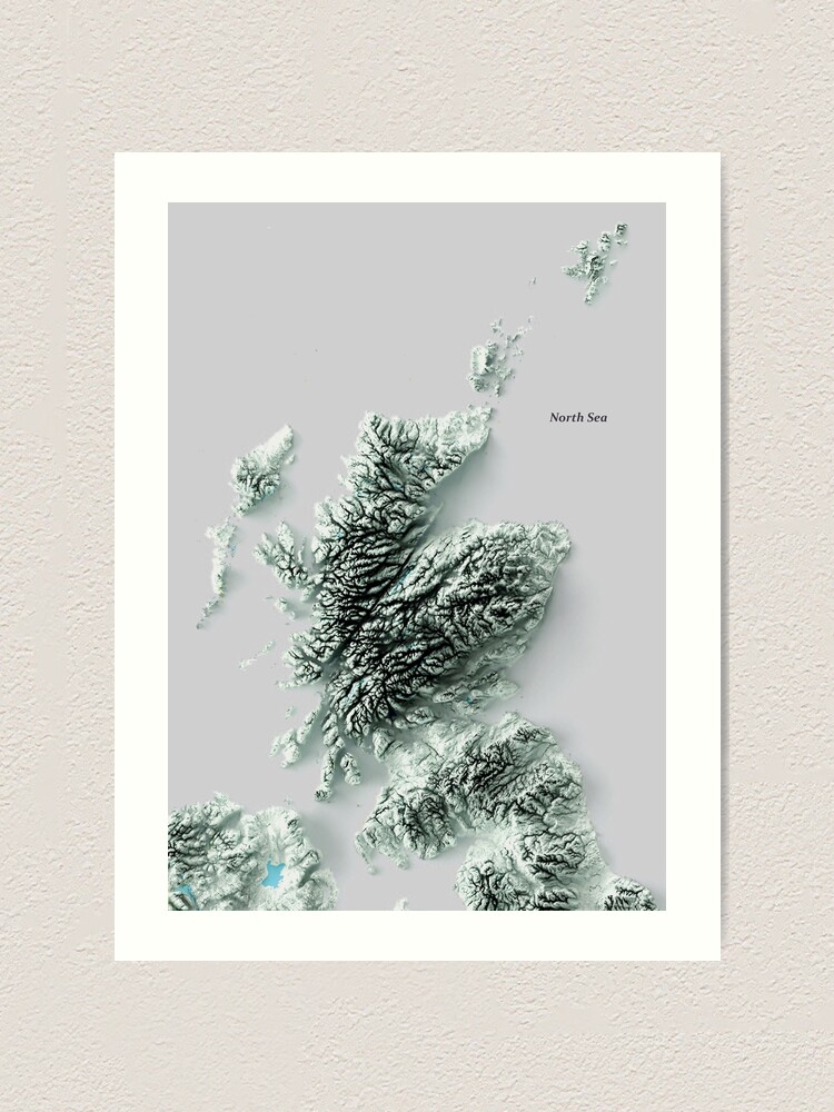 "3D Map of Scotland digitally-rendered " Art Print for Sale by ...