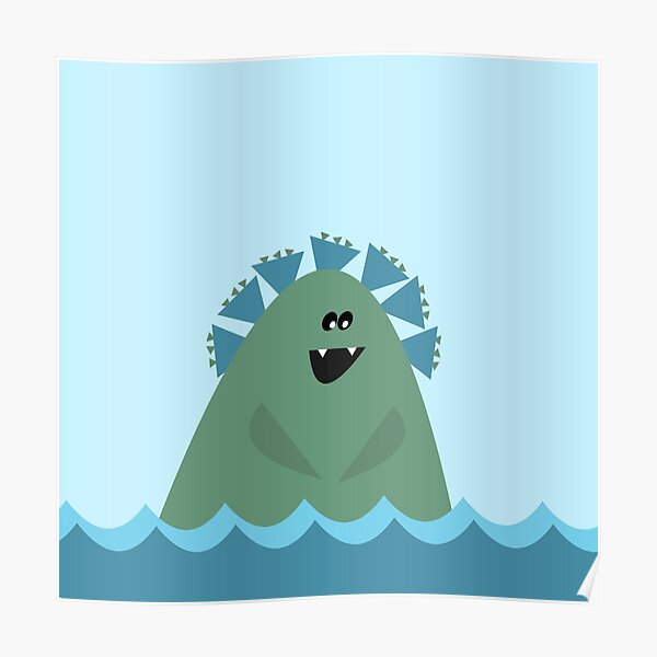 "Cute Friendly Sea Monster in Blue and Green" Poster for Sale by ...