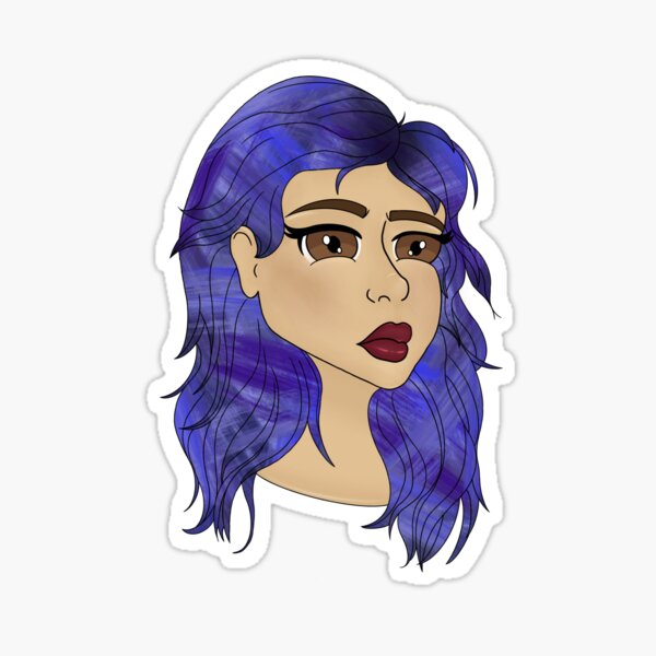 "Girl's head with blue hair" Sticker for Sale by DesignedByEmily ...