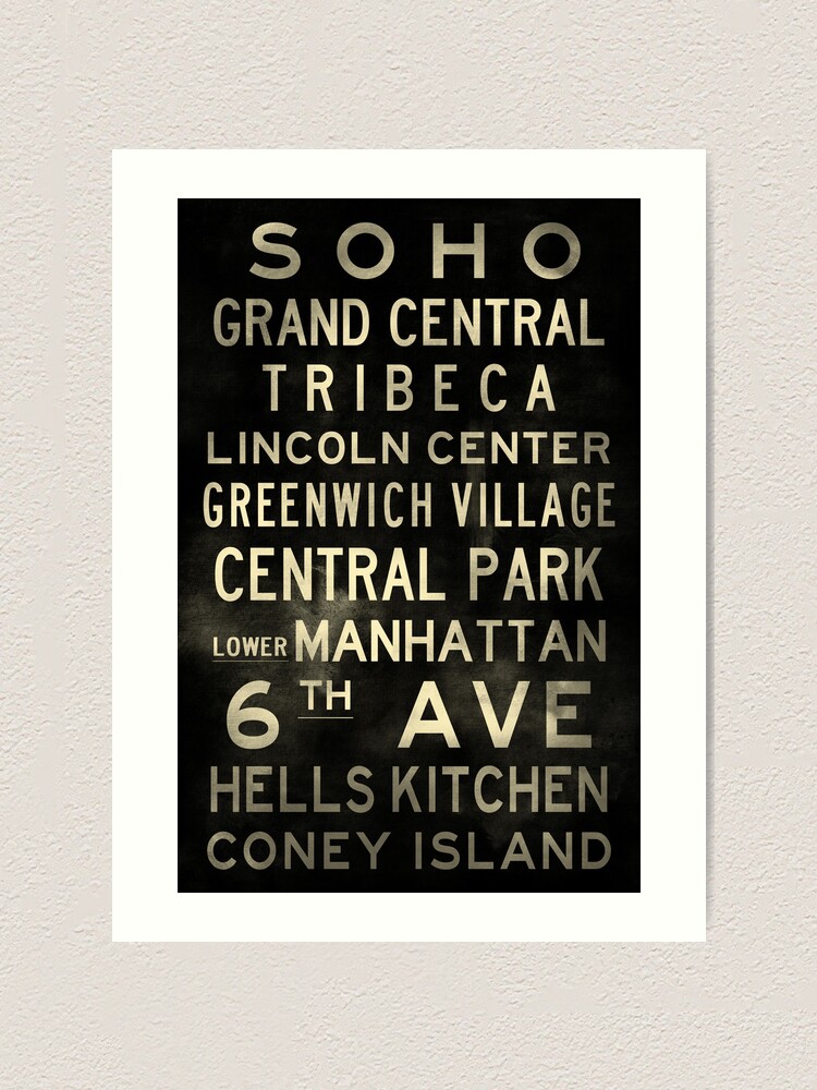 "New York "Soho" V2 Distressed subway sign art" Art Print by Subwaysign ...