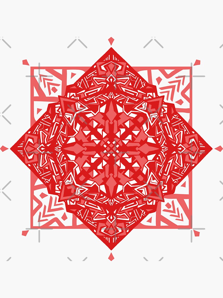 "Red Geometric Bliss - Red and White Color Palette" Sticker for Sale by ...