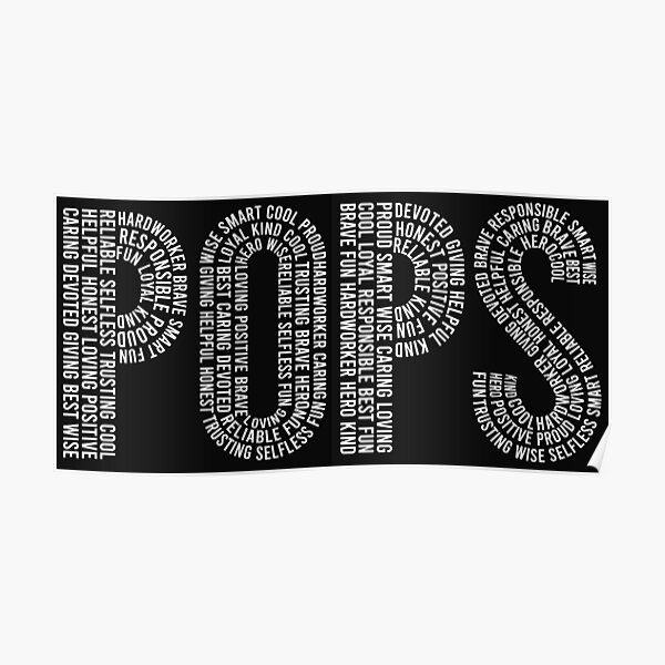 "POPS word cloud print design - POPS gifts and apparel" Poster by ...