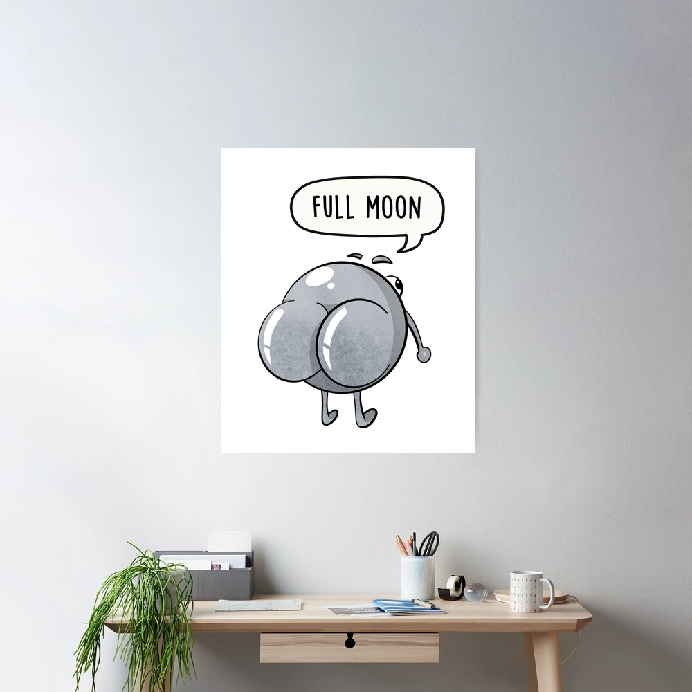 Full Moon Funny Face Cartoon