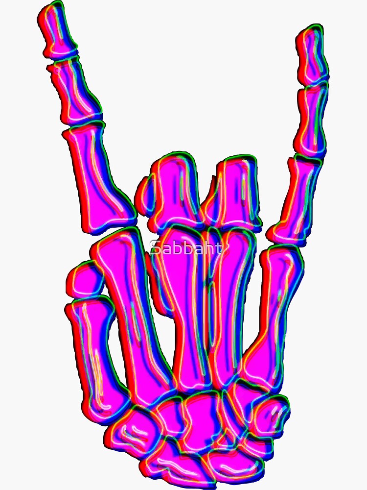 "3D Skeleton Hand Pink Hand Horn" Sticker for Sale by Sabbaht | Redbubble