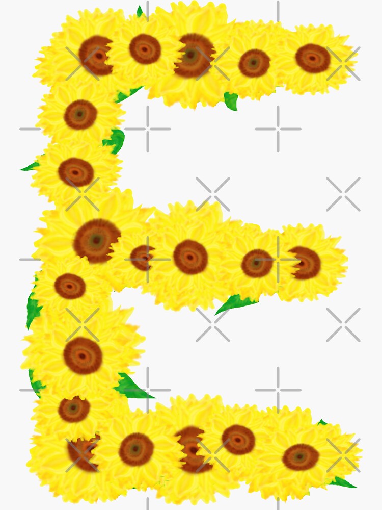 "Sunflowers Initial Letter E (Black Background)" Sticker for Sale by ...