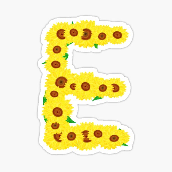 "Sunflowers Initial Letter E (Black Background)" Sticker for Sale by ...