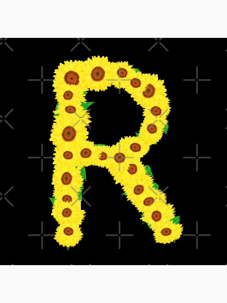 "Sunflowers Initial Letter R (Black Background)" Poster for Sale by ...