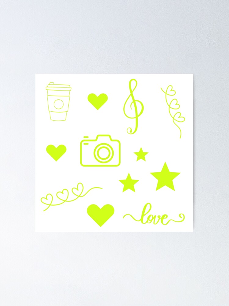 "Neon Green Sticker Pack" Poster for Sale by lolora | Redbubble