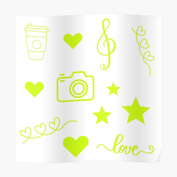 "Neon Green Sticker Pack" Poster for Sale by lolora | Redbubble