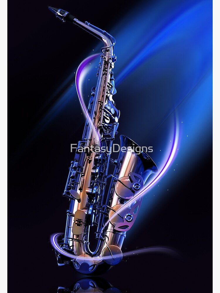 "Blue Saxophone" Poster by FantasyDesigns | Redbubble