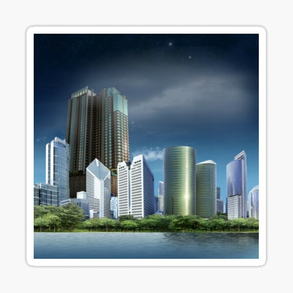 "Digital City Art Print." Sticker for Sale by 59SHOP24 | Redbubble
