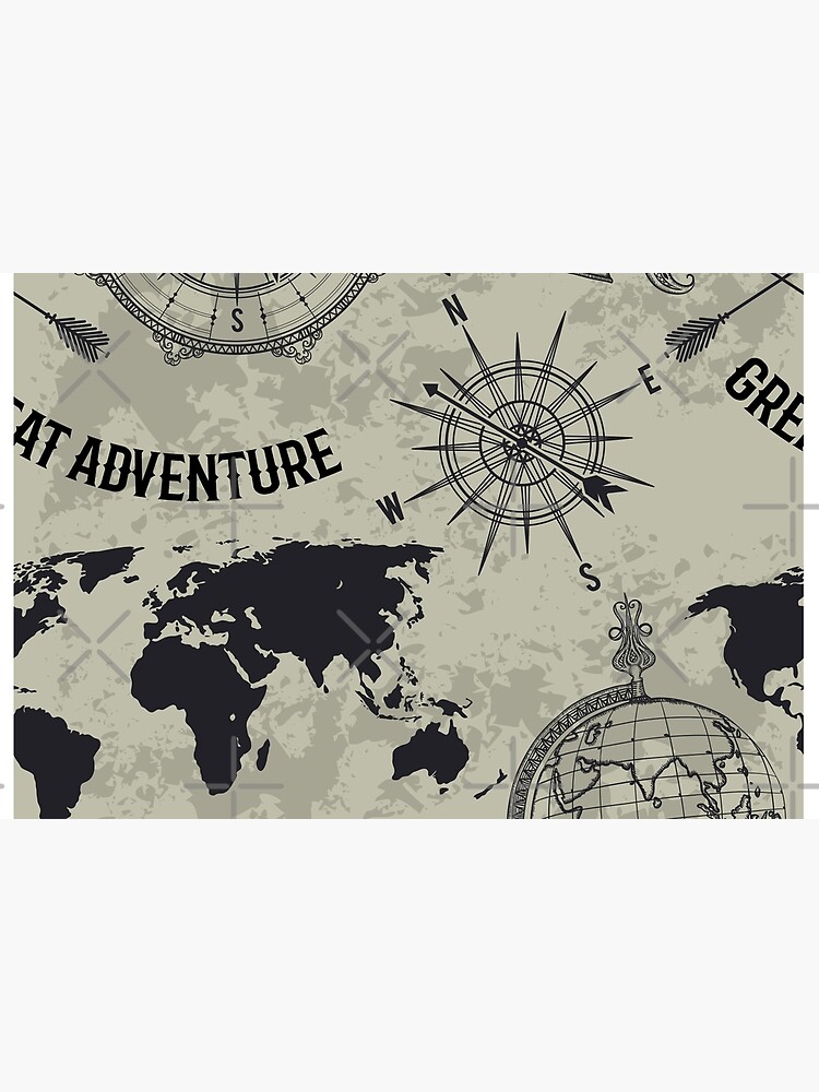 Seamless Pattern With Vintage Globe, Compass, World Bath Mats sold by ...