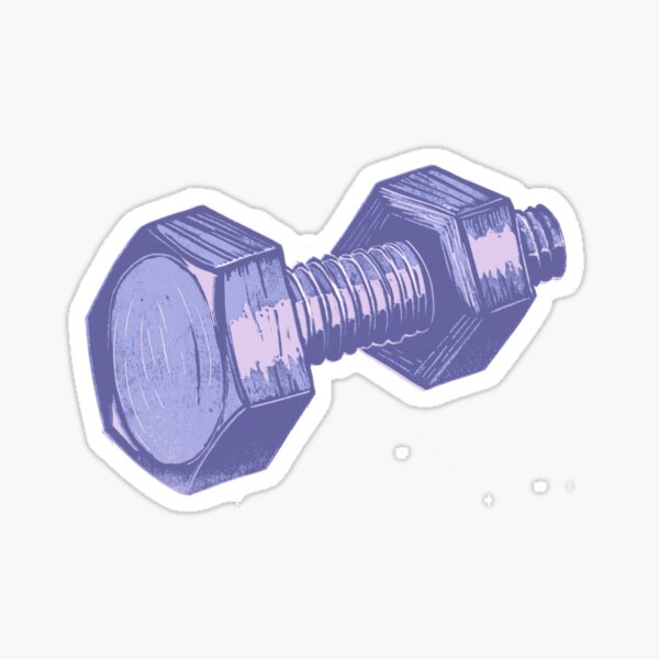 "Block printed nut and bolt" Sticker by Inkysloth | Redbubble