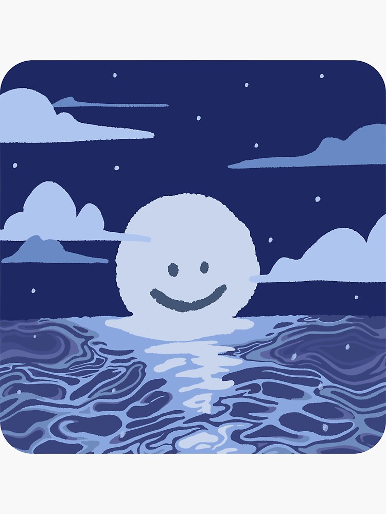 "smiling full moon" Sticker for Sale by pikikasa | Redbubble