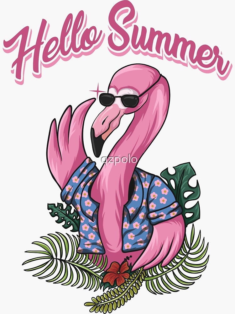"flamingo hello summer vector illustration" Sticker by qzpolo | Redbubble