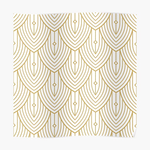 "Gold and white art-deco pattern" Poster by GoDesign1 | Redbubble