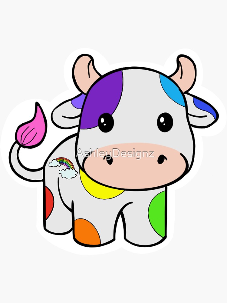 "Rainbow Cow" Sticker for Sale by AshleyDesignz | Redbubble