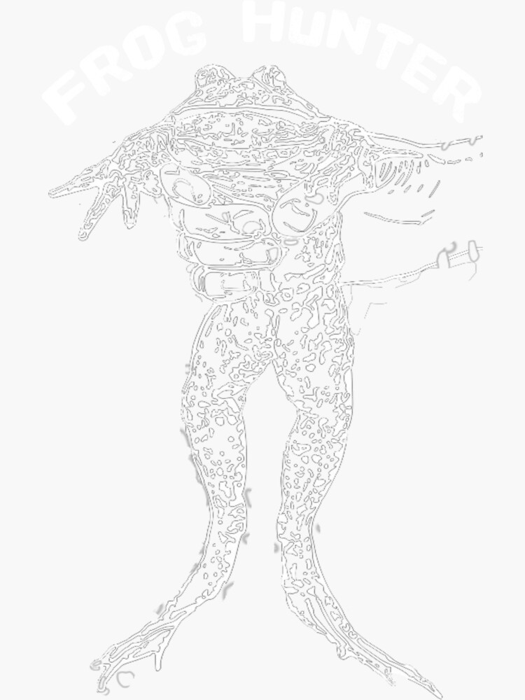"Frog Hunter Gigger holding a frog after gigging with one hand" Sticker ...