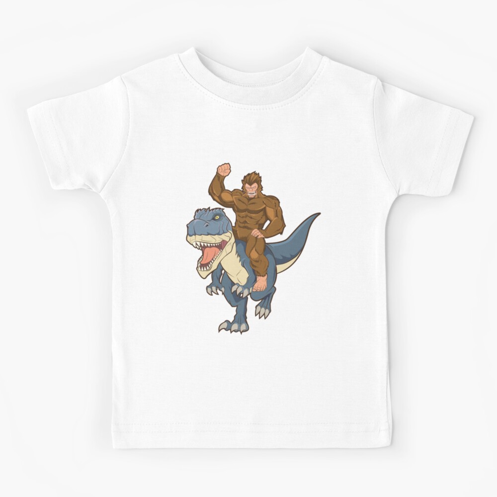 "T-Rex Bigfoot Lover Gift Funny Sasquatch Riding Dinosaur" Kids T-Shirt ...