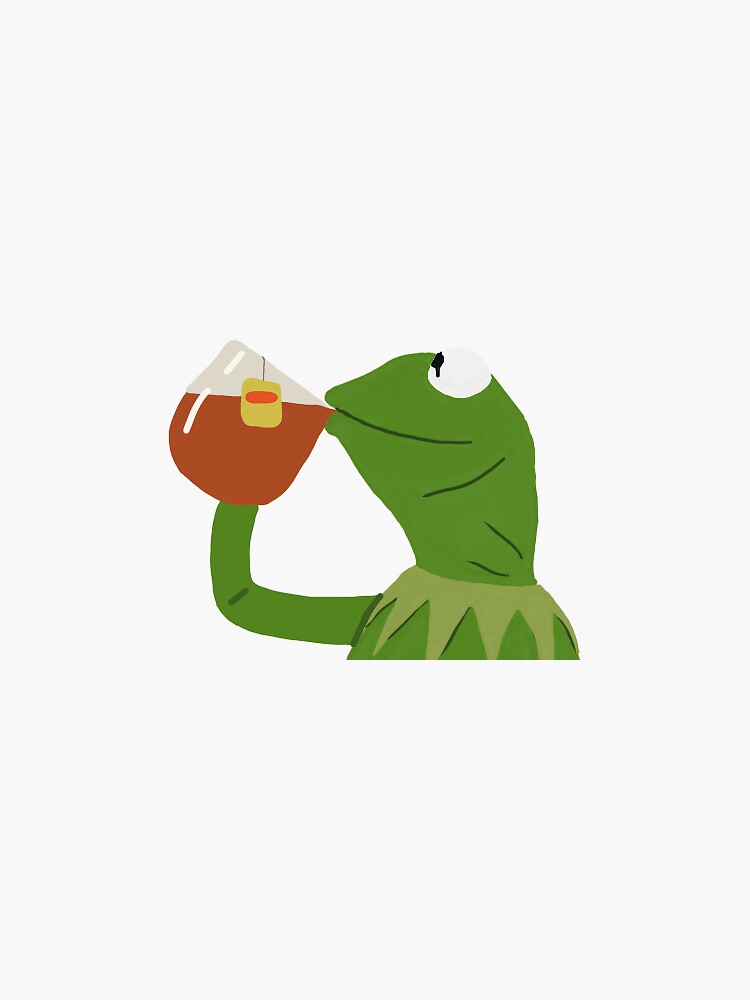 "kermit the frog drinking tea " Sticker for Sale by daniellegrazier ...