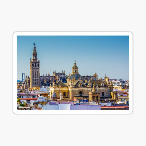 "Seville Cathedral and the Iglesia del Salvador." Sticker by ...