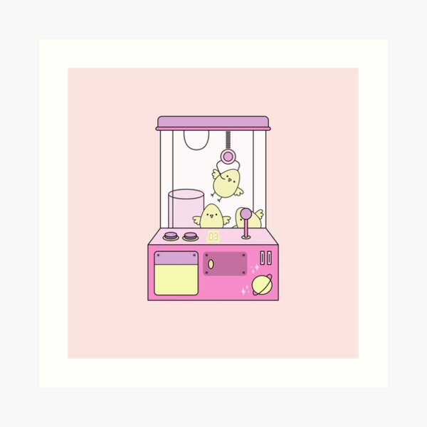 "Cute Aesthetic Pink Claw Machine Graphic" Art Print by etdoodles ...