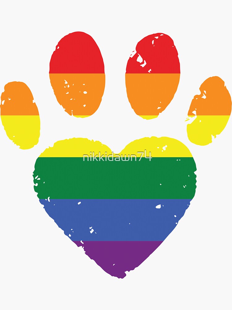 "LGBT Rainbow Paw Print Heart Pet Lovers Pride product" Sticker by ...