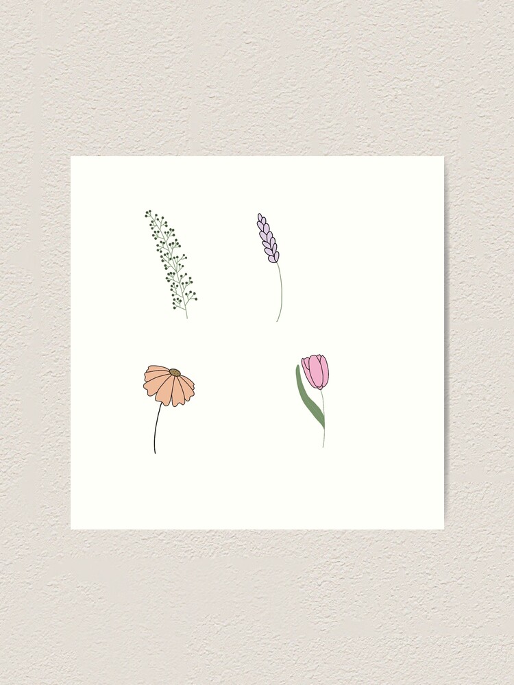 "Flower and greenery doodle sticker pack" Art Print by Abbygcarter ...