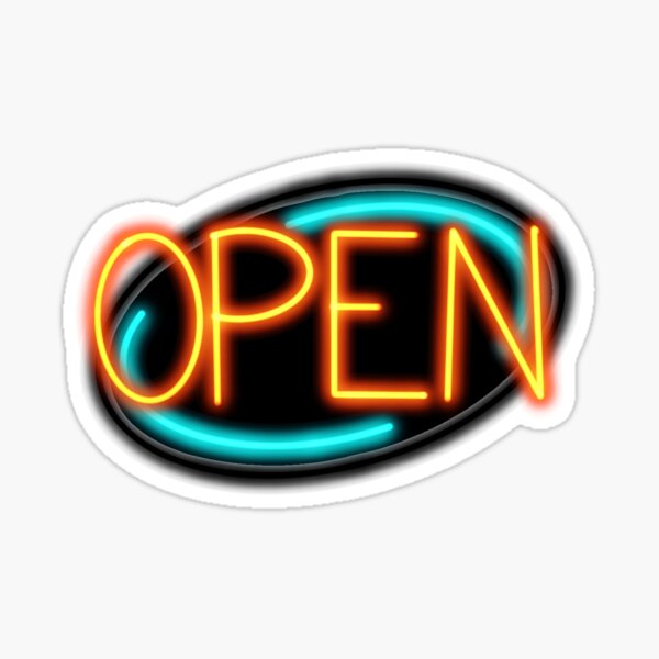"Neon Open Sign" Sticker for Sale by Stickersssbyme | Redbubble