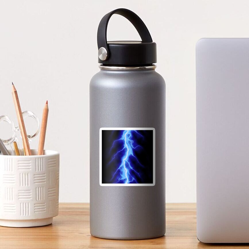 "Blue Lightning" Sticker by Sybille-Yates | Redbubble