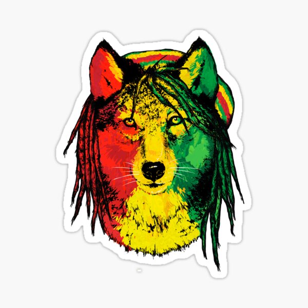 "Rasta Wolf" Sticker for Sale by LucidFluxation | Redbubble