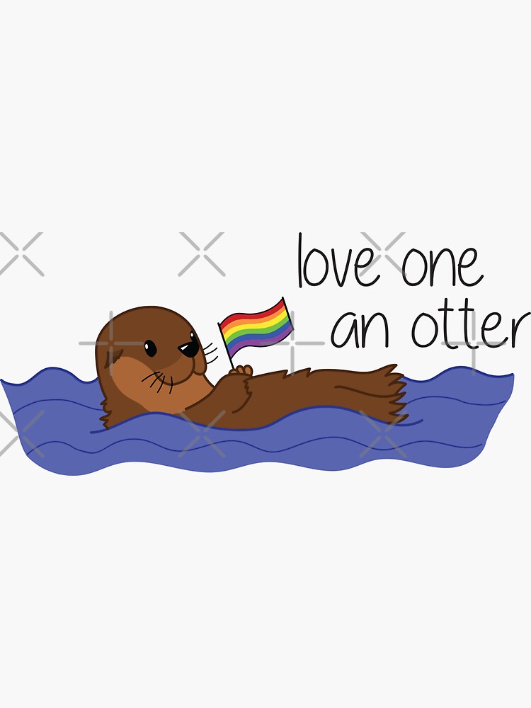 "love one an otter (pride)" Sticker for Sale by erin-melanie | Redbubble