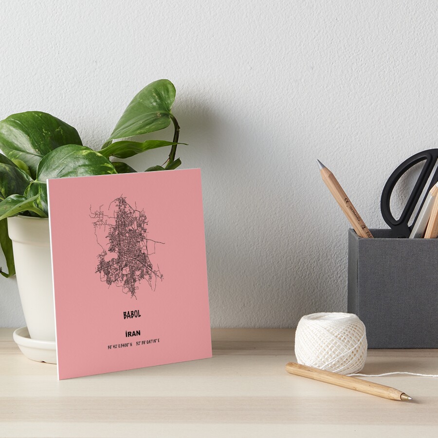 "babol city road map İran , simple with coordinates " Art Board Print ...
