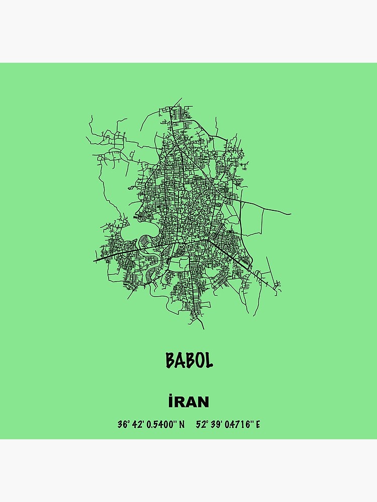 "babol city road map İran , simple with coordinates " Metal Print by ...