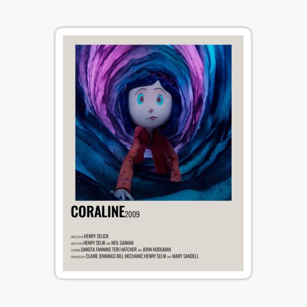 "coraline simple movie poster " Sticker by DesignedByL | Redbubble